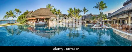 Mauritius, Flacq district, Poste de Flacq, aerial view of the Hindu ...