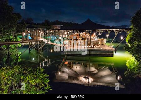 Mauritius, Flacq district, Poste de Flacq, aerial view of the Hindu ...