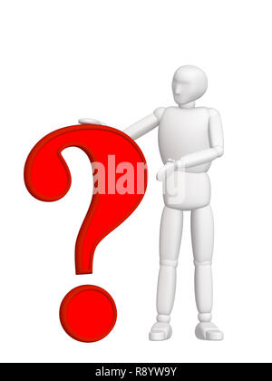 Puppet with question mark of red color Stock Photo - Alamy