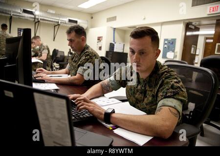 U.S. Marines assigned to the Cyber Security Technician course, Marine ...