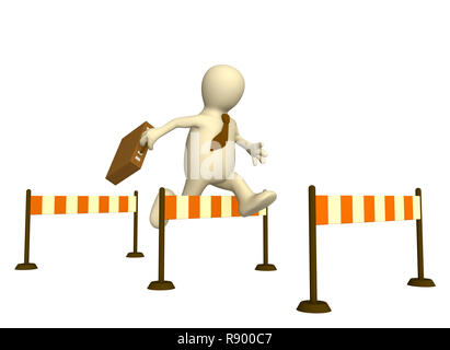 3d businessman - puppet, jumping through a barrier Stock Photo - Alamy