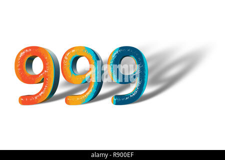 Green Number 999 isolated white background Stock Photo - Alamy