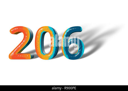 Green Number 206 isolated white background Stock Photo - Alamy