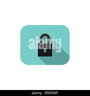Padlock blue flat design vector icon, square web secure button Stock ...