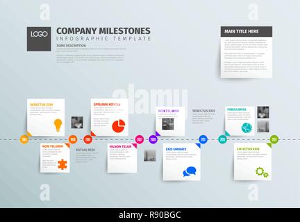 Vector simple infographic horizontal time line template with rectangle ...