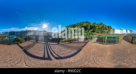 360° view of Iguazu Falls walkway to the edge of the falls of the ...