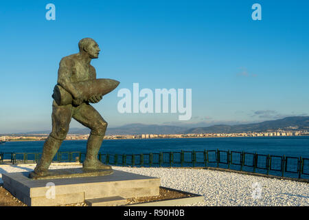 Statue of famous Turkish Corporal, Seyit Cabuk (Seyit Onbasi) carrying ...
