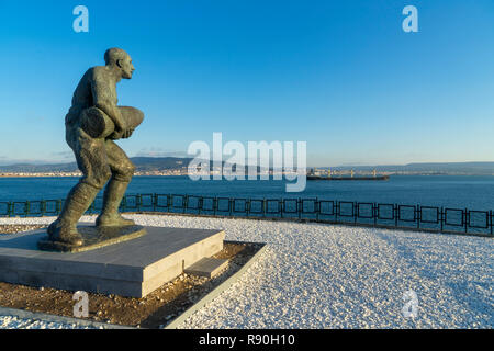 Statue of famous Turkish Corporal, Seyit Cabuk (Seyit Onbasi) carrying ...