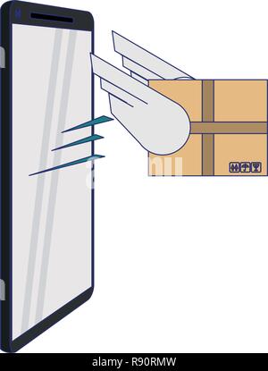 computer wings box package delivery icon Stock Vector Image & Art - Alamy