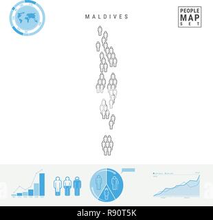Maldives population map. Large group of people in a shape of Maldivian ...