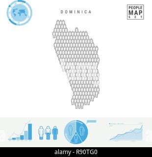 Dominica population map. Large group of people in a shape of Dominican ...