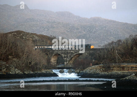 Diesel locomotive on Morar viaduct over River Morar, at Morar on the ...