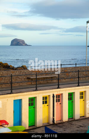 Old open air changing rooms at the old swimming pool in North Berwick ...