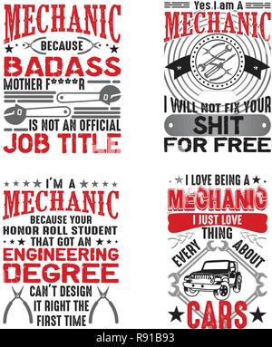 Mechanic Quote and saying. Set of mechanic quote Stock Vector Image ...