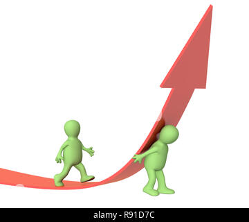 3d puppet, supporting an arrow of red color Stock Photo - Alamy