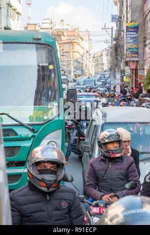Traffic congestion on the streets of Katmandu, Nepal's capital city ...