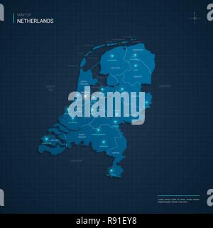 Netherlands map. blue gradient vector map of European countries Stock ...