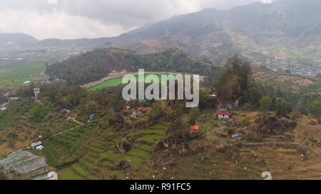 Aerial view of Telaga Warna lake in Dieng Wonosobo, Indonesia Stock ...