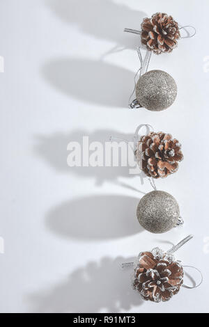 Composition from festive objects of New Year and Christmas on a wooden ...