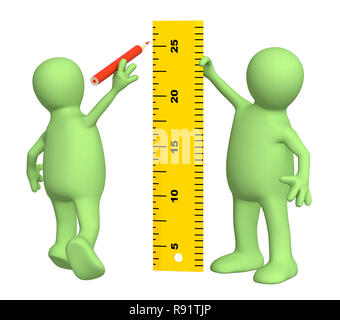 3d puppets with ruler - over white Stock Photo - Alamy