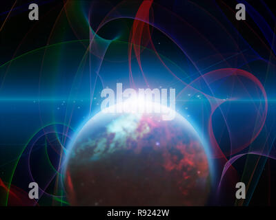 Planet with nebulous filaments. 3D rendering Stock Photo - Alamy