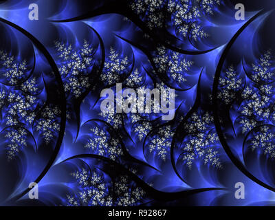 Fractal snow flakes. Winter background with snowflakes forming spiral ...