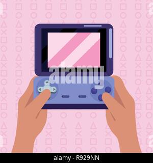 hands holding nintendo video game vector illustration Stock Vector ...