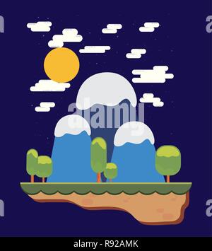 mountains base clouds level video game vector illustration Stock Vector ...