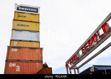 Freitag company flagship shop made with freight containers. Photo taken ...