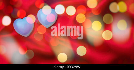 Valentine's day romantic abstract satin hearts and ribbon background ...