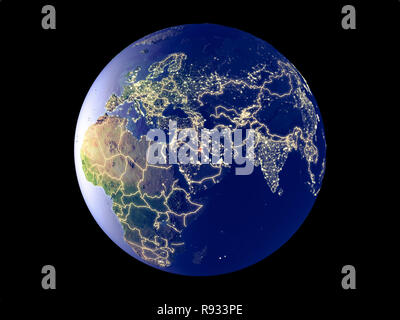 Kuwait from space on model of planet Earth with country borders. 3D ...