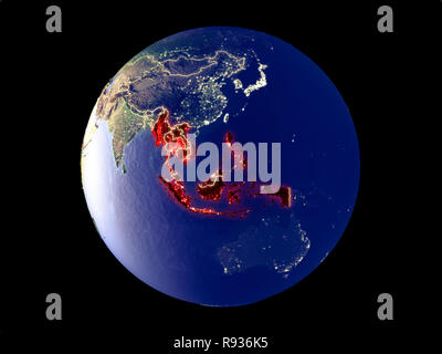 ASEAN memeber states from space on model of planet Earth with country ...