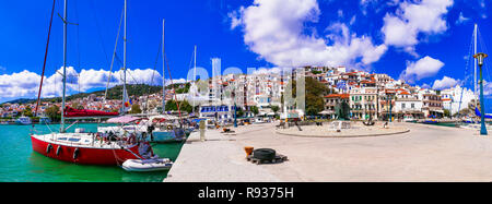 Traditional houses,fishing boats and sea in Puerto de la Nieves village ...