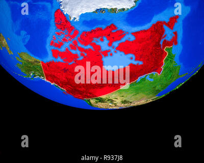 Canada from space on model of planet Earth with country borders and ...