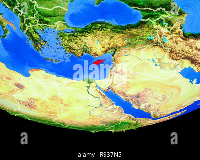 Cyprus from space on model of blue digital planet Earth. Concept of ...