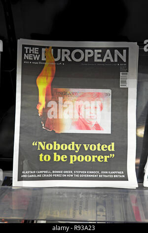 The New European newspaper headline "Nobody voted to be poorer ...