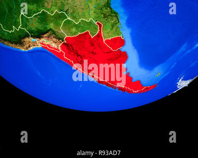 Southern Cone on model of planet Earth with country borders and very ...