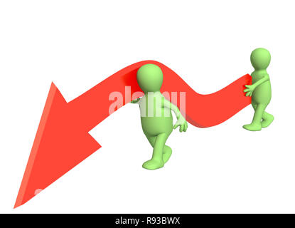 Puppets, supporting the arrow of red color Stock Photo - Alamy