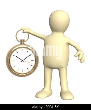 Puppet with clock. Isolated over white Stock Photo - Alamy