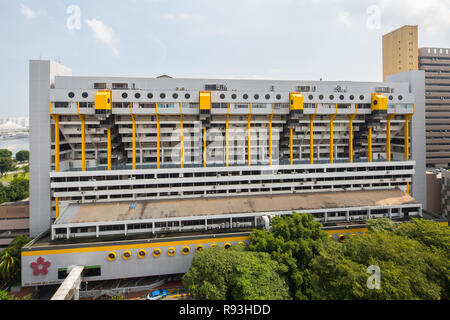 Facade of Golden Mile Complex, also a brutalist architecture. Located along Beach Road ...