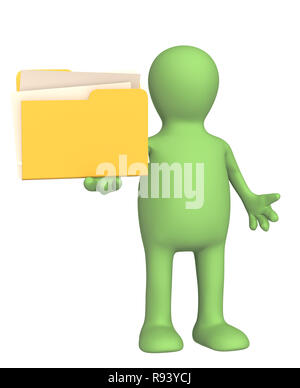 3D puppet with folder - over white Stock Photo - Alamy