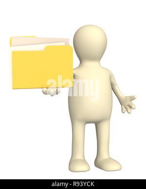 3D puppet with folder - over white Stock Photo - Alamy