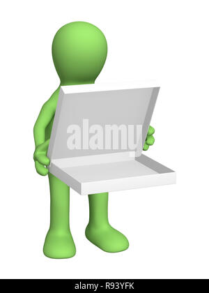 Puppet with empty opened box. Isolated on white background Stock Photo ...