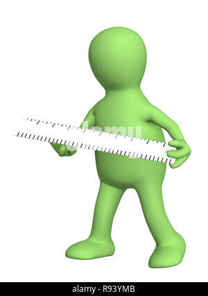 3d puppet with ruler - over white Stock Photo - Alamy