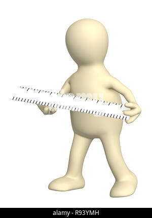 3d puppet with ruler - over white Stock Photo - Alamy