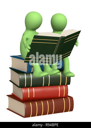 Two puppets, reading the books. Over white Stock Photo - Alamy