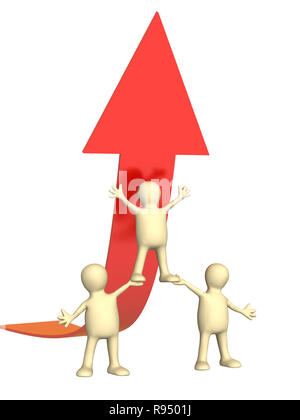 Three puppets and arrow of red color. Isolated over white Stock Photo ...