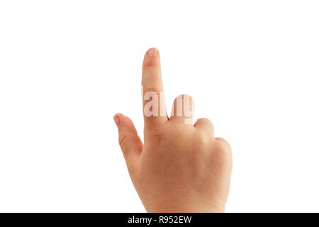 Little girl right hand tapping on screen isolated on white Stock Photo ...