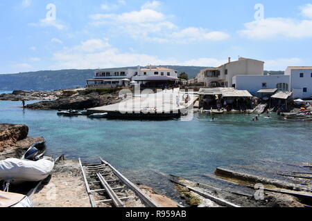 Es Calo natural harbour, Es Calo, Formentera, Balearic islands, Spain ...