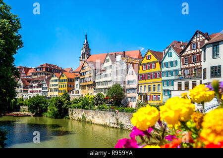Neckarfront, Hölderlin Tower, Tübingen, Germany Stock Photo - Alamy